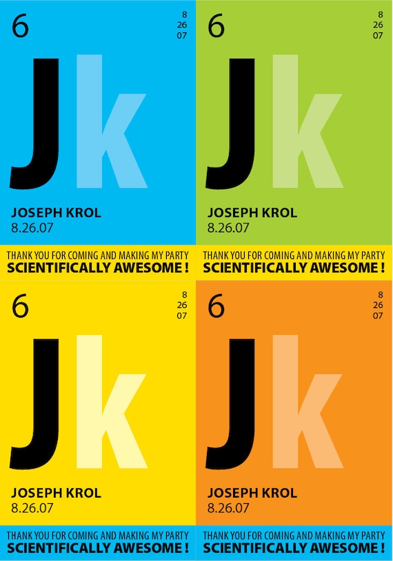 Periodic Element Gift Labels Science Party 3.5 X 5 Just - Etsy