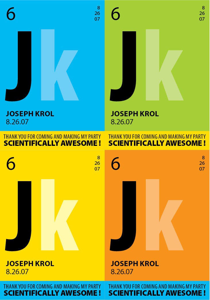 Periodic Element Gift Labels Science Party 3.5 X 5 Just - Etsy