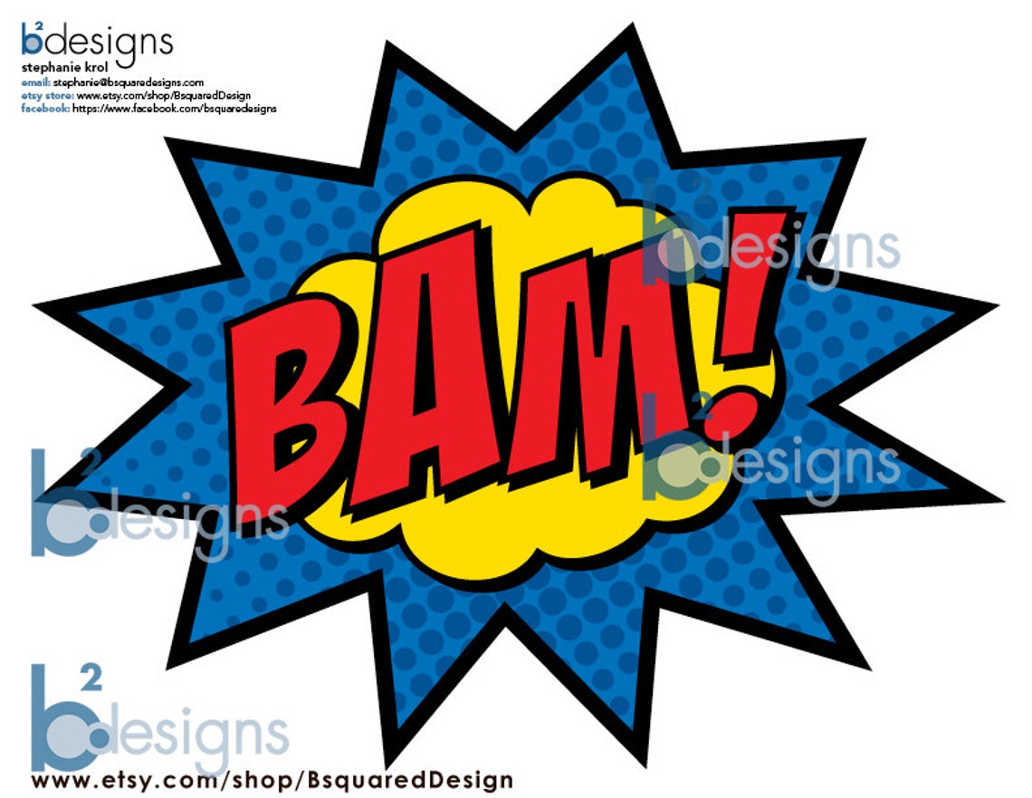 Superhero Party Signs Boom Pow Zap Bam Pop 85 X 11 Etsy