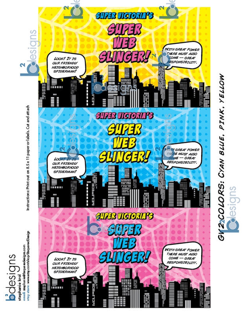 Superhero Silly String Labels • Custom With Name • PRINTABLE - Etsy