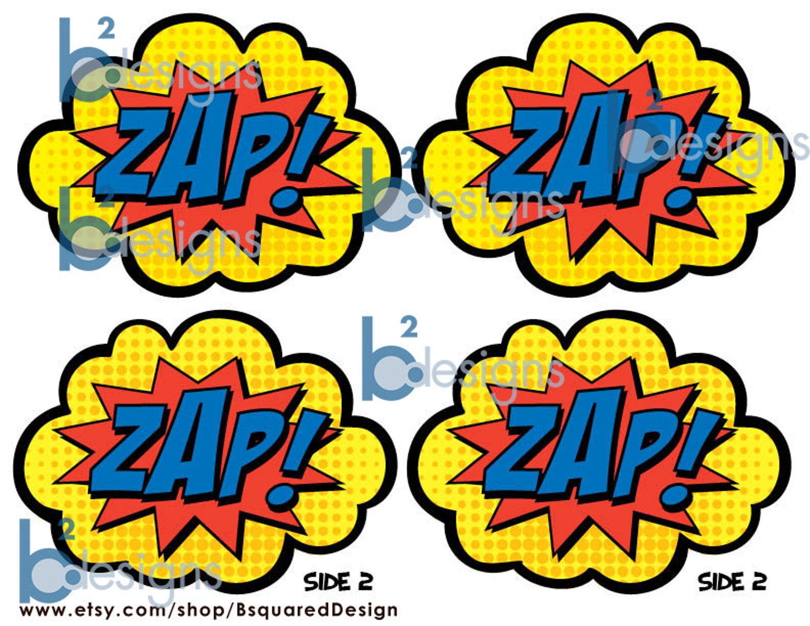 Superhero Signs Boom Pow Zap Bam Pow 1/4 Page Signs - Etsy