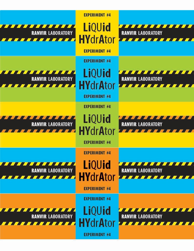 Science Water Bottle Labels • Liquid Hydration Experiment • 2 ...