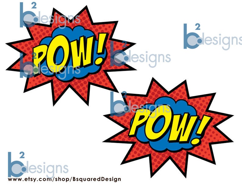 Superhero Signs Boom Pow Zap Bam Pow 1/4 Page Signs - Etsy