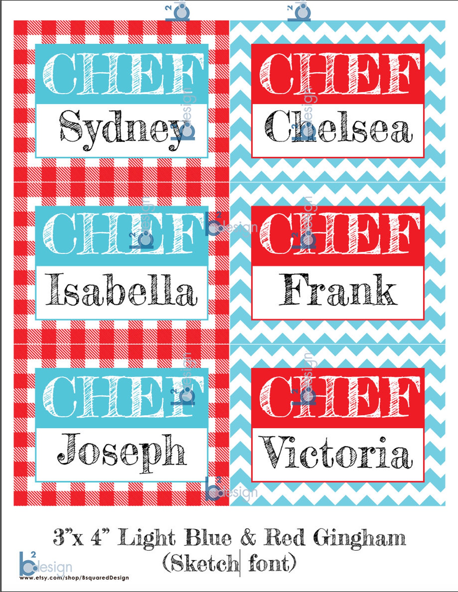 Chef Hat Stickers With Names Printable - Etsy