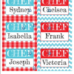 Chef Hat Stickers • With Names • Printable - Etsy