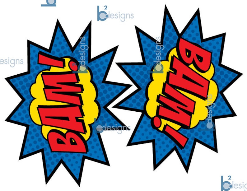 Superhero Signs Boom Pow Zap Bam Pow 1/2 Page Signs - Etsy