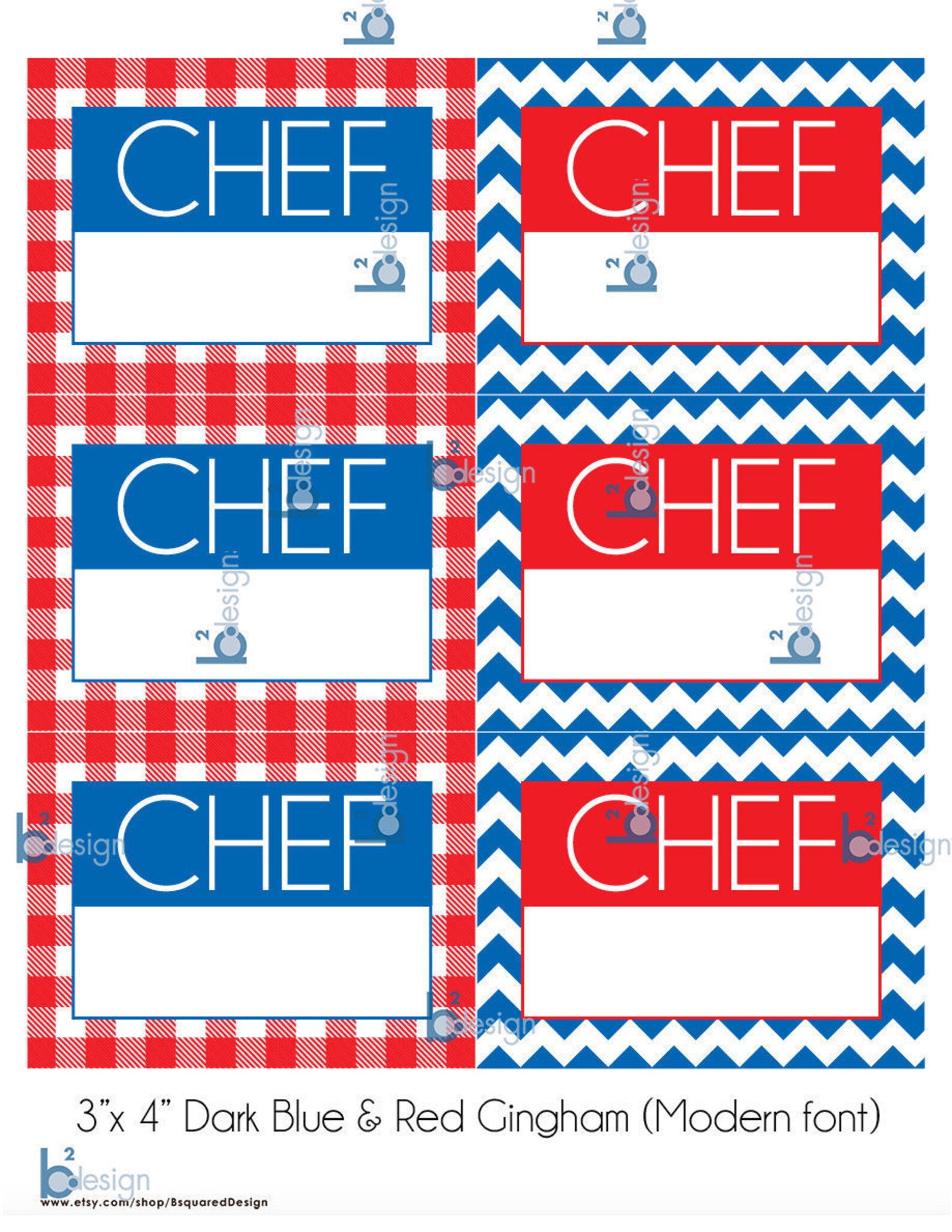 Chef Hat Stickers BLANK Red Gingham Only Small Modern | Etsy