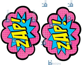Superhero Signs Boom Pow Zap Bam Pow 1/2 Page Signs | Etsy