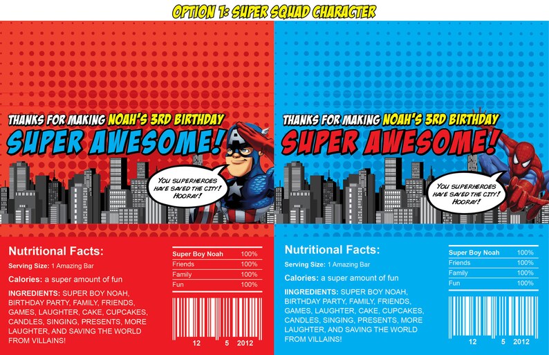 Superhero Candy Bar Wrappers • PRINTED - Etsy