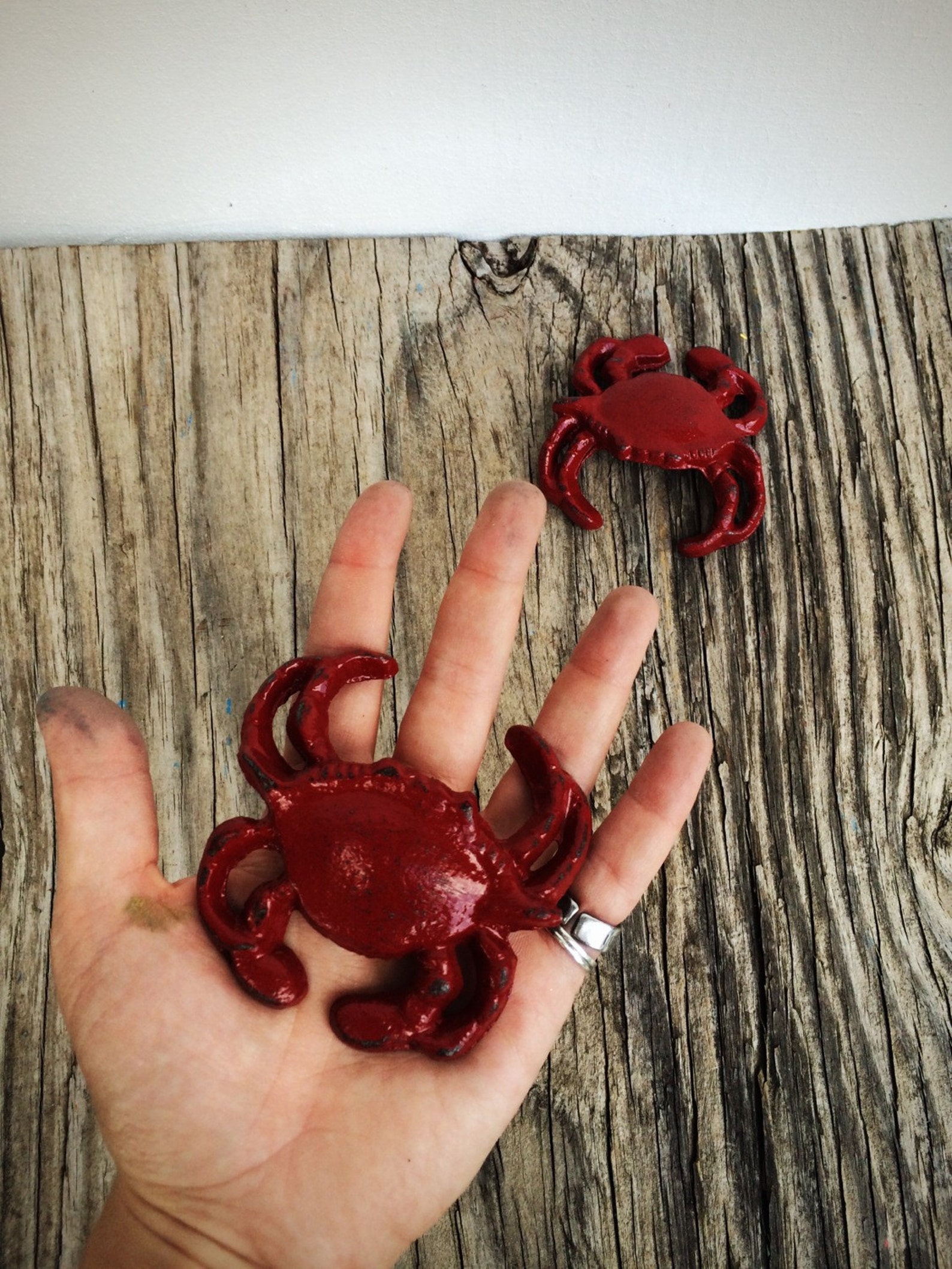 BOLD Cast Iron Crab Set // Crimson Red Decor / Nautical Beach - Etsy