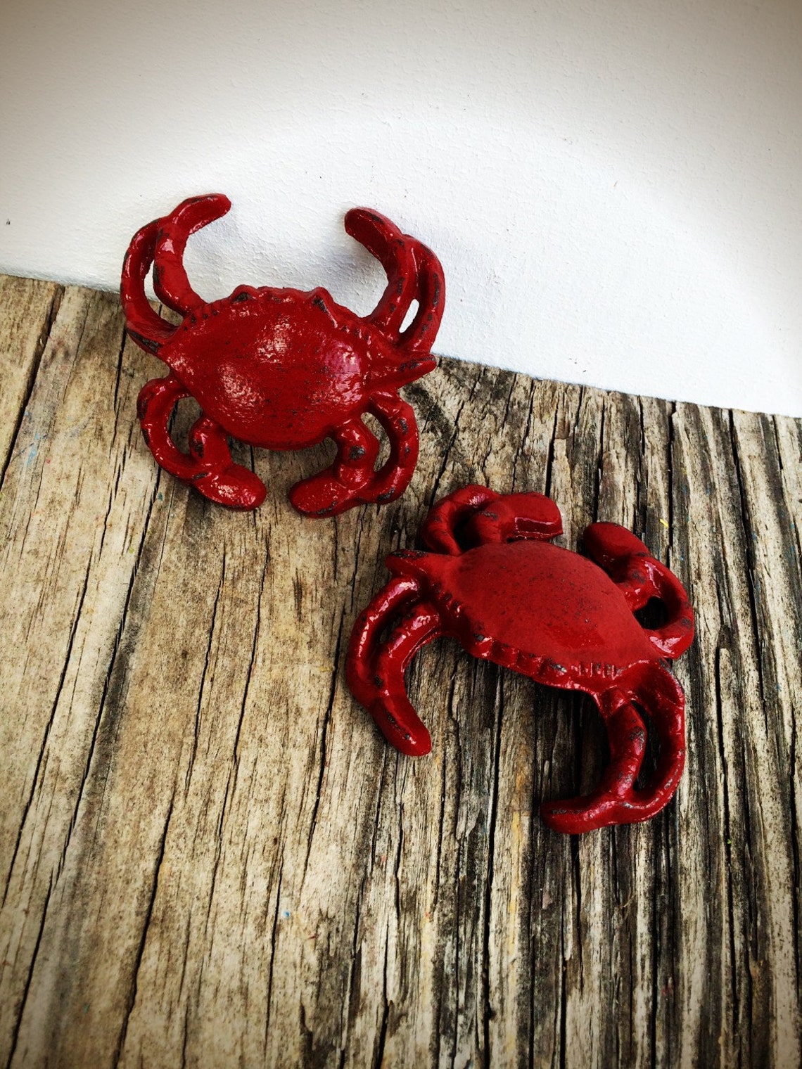 BOLD Cast Iron Crab Set // Crimson Red Decor / Nautical Beach - Etsy