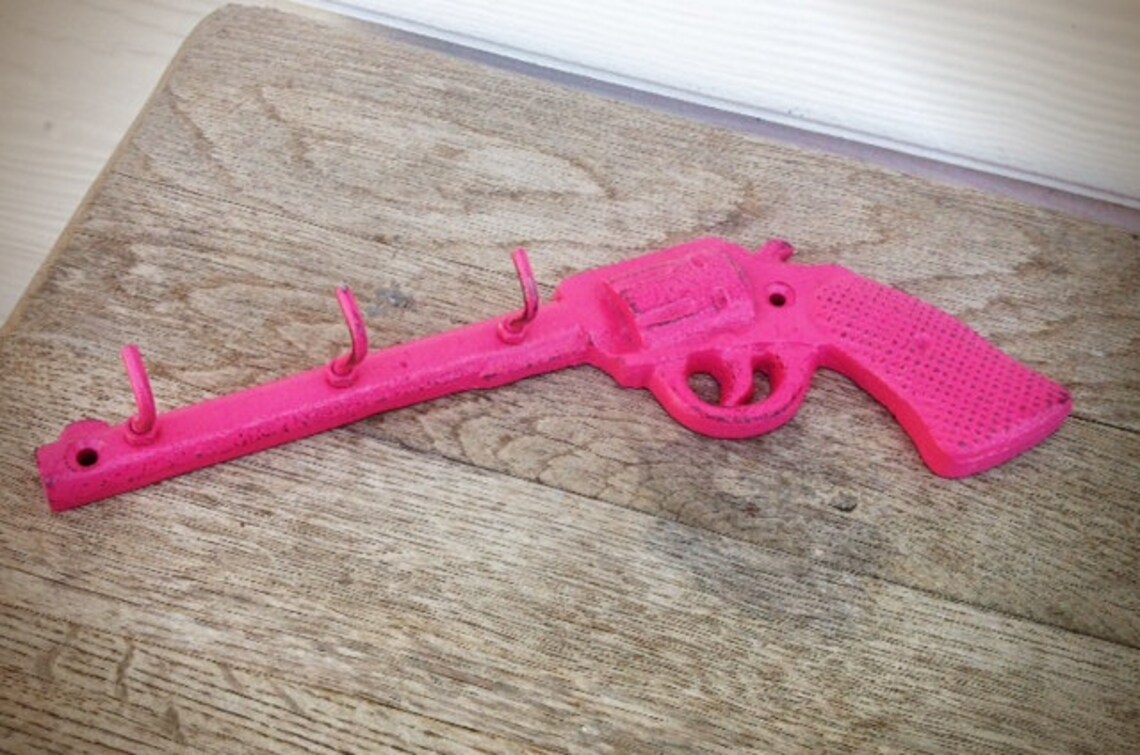BOLD hot pink pistol hook // jewelry hanger storage key hook | Etsy