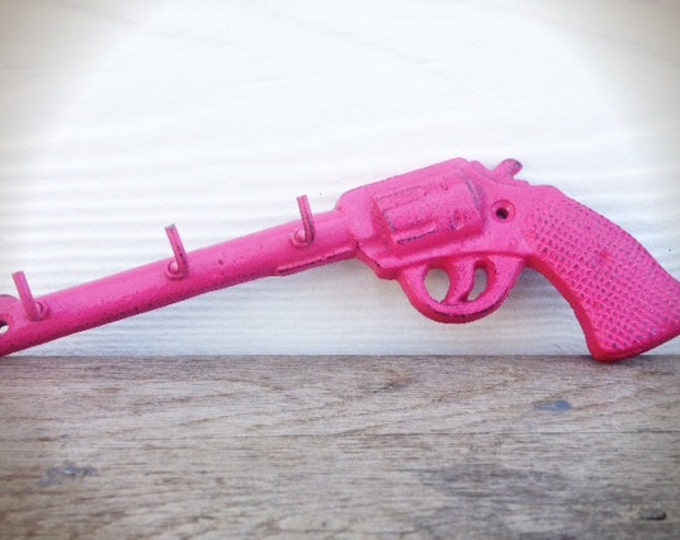 BOLD Hot Pink Pistol Hook // Jewelry Hanger Storage Key Hook // Modern ...