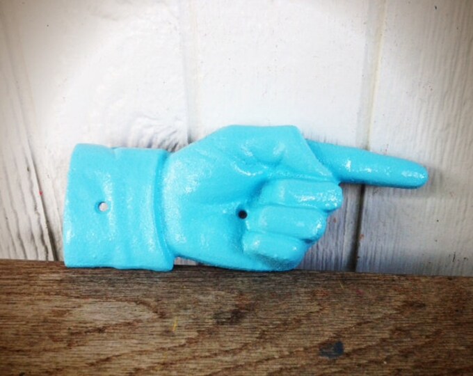 BOLD Pointing Hand Metal Wall Art Sign // Tiffany Blue Aqua // Wedding ...