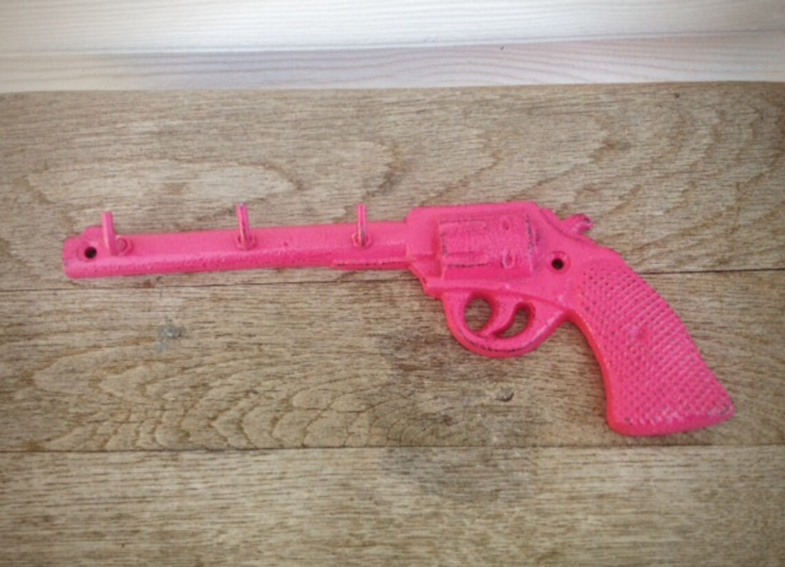 BOLD hot pink pistol hook // jewelry hanger storage key hook | Etsy
