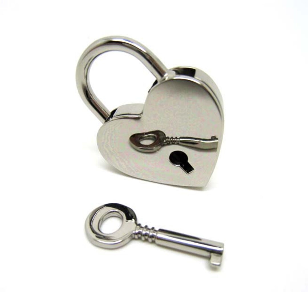 Silver Heart Lock Key Set for Hand Bag Clutch Backpack 1pc - Etsy