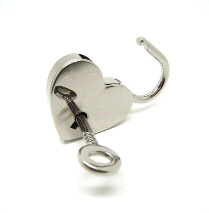 Silver Heart Lock Key Set for Hand Bag Clutch Backpack 1pc - Etsy
