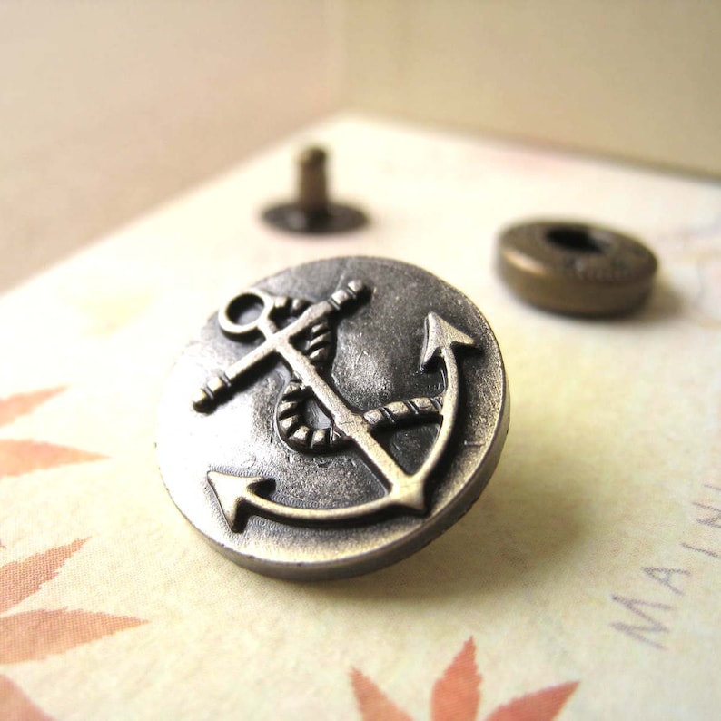 16 Mm Antique Bronze Brass Anchor Open Ring Snap Fastener Snap Button ...