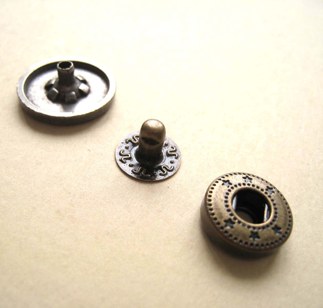 16 Mm Antique Bronze Brass Anchor Open Ring Snap Fastener Snap Button ...