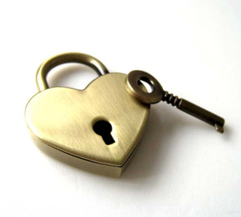 Brass Bronze Heart Lock Key Set for Hand Bag Clutch Backpack - 1pc - Etsy