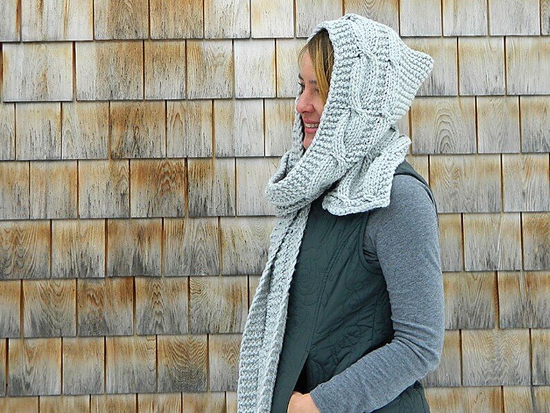 Hooded Scarf Knitting Pattern PDF Knitting Pattern Instant - Etsy