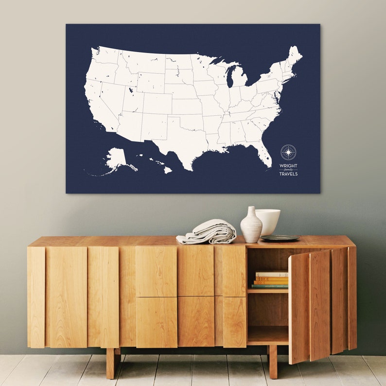 Push Pin US Map With Pins in Custom Colors and Personalized - Etsy