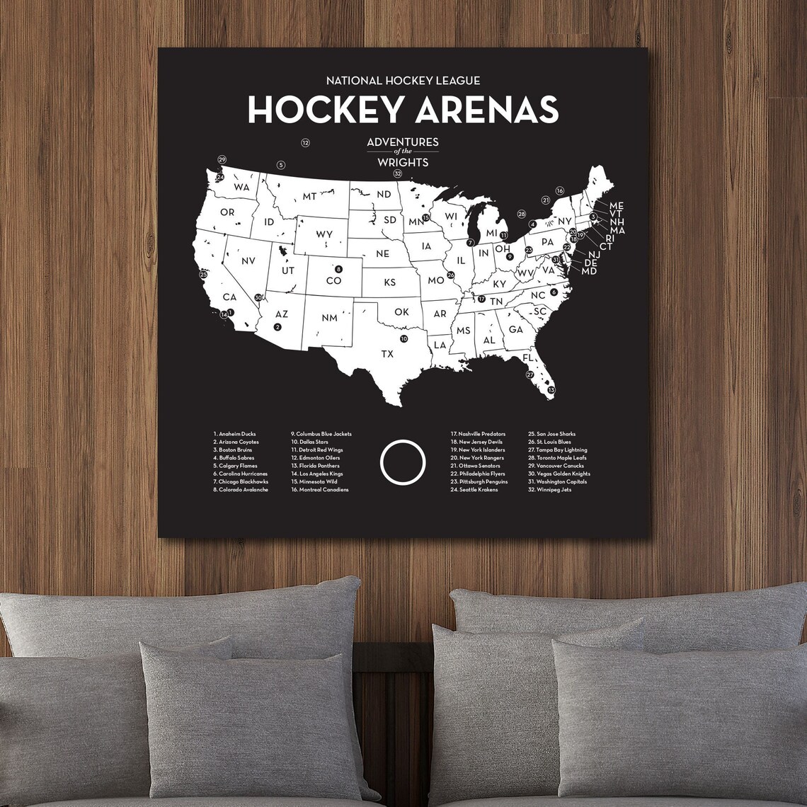 Updated Personalized Hockey Arenas Push Pin Map for Your NHL - Etsy