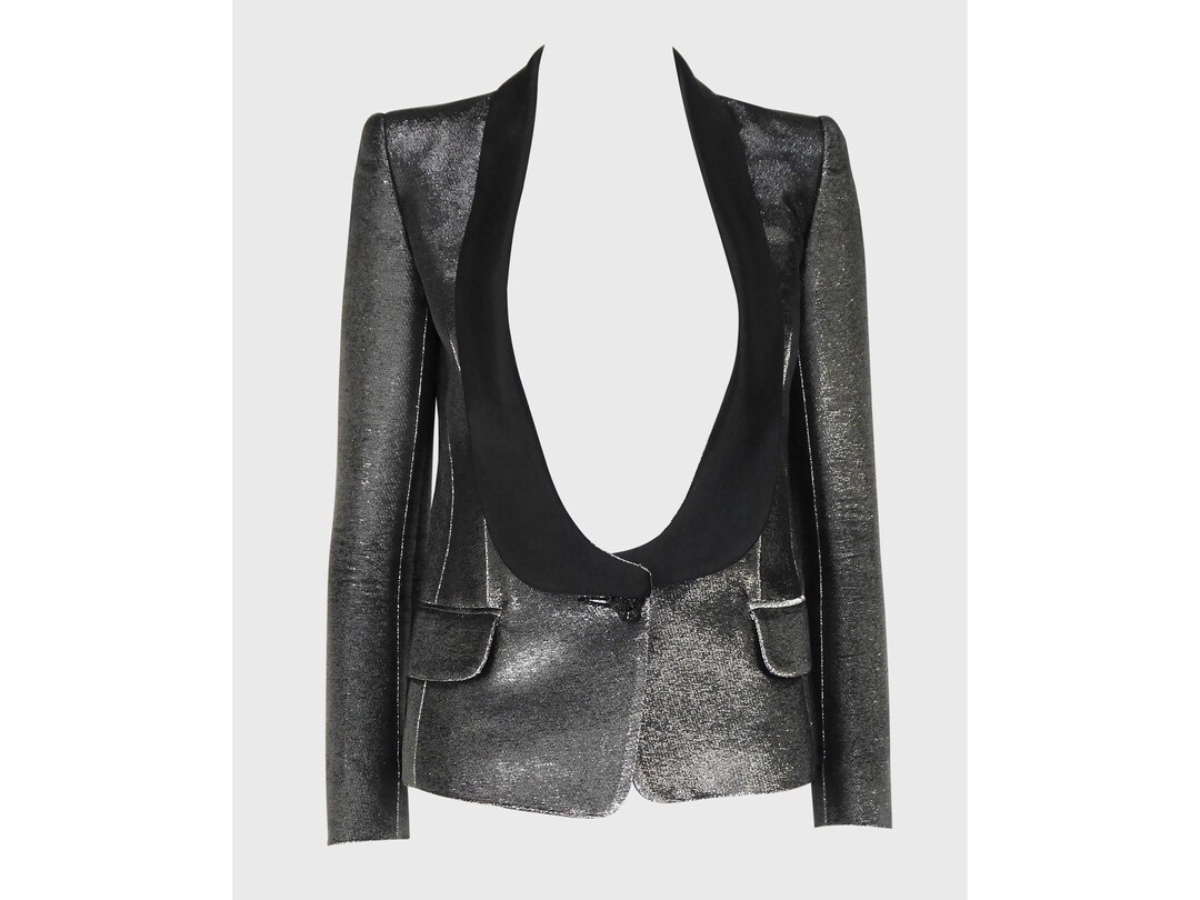 BALMAIN by Christophe Decarnin 2000s Vintage Silver Black Metallic ...