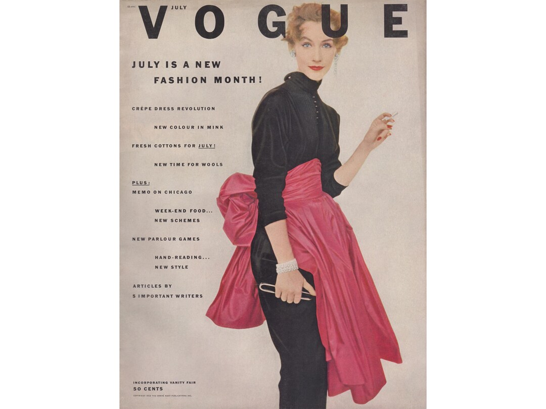 VOGUE US July 1952 Vintage Fashion Magazine 1950s Retro Birthday ...
