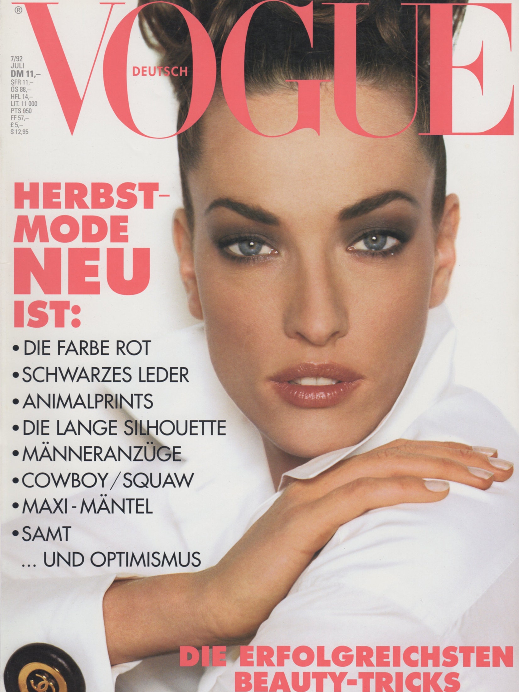 VOGUE GERMANY July 1992 Vintage Fashion Magazine 1990s Retro - Etsy