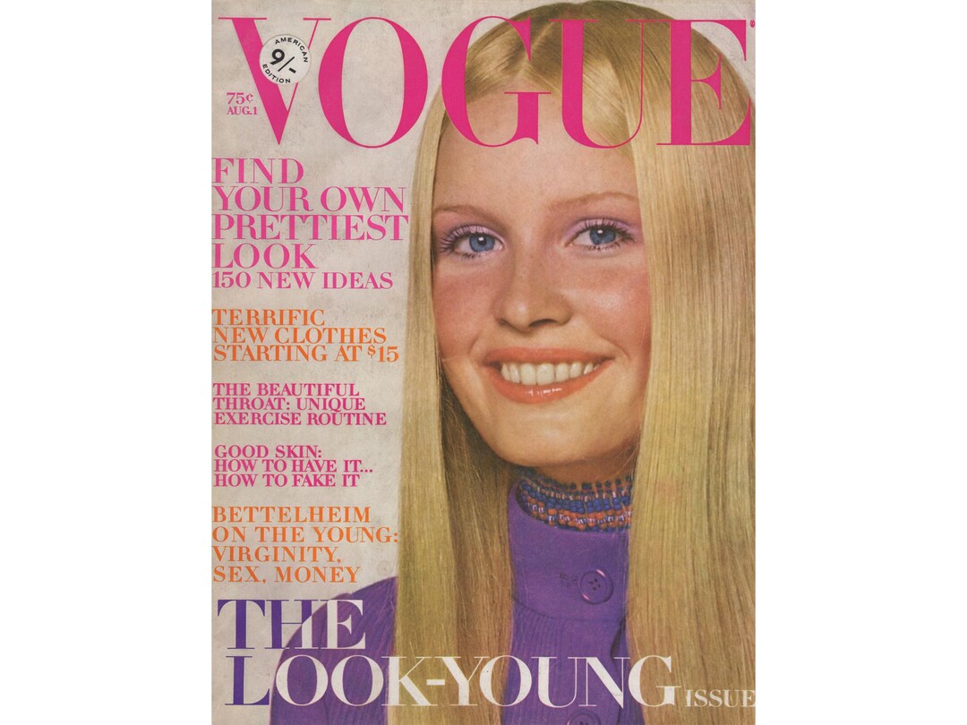 VOGUE US August 1st 1970 Vintage Fashion Magazine 1970s Retro Birthday ...