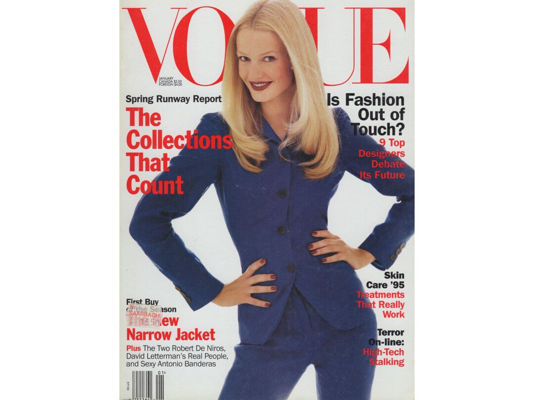 VOGUE US January 1995 Vintage Fashion Magazine 1990s Retro Birthday ...