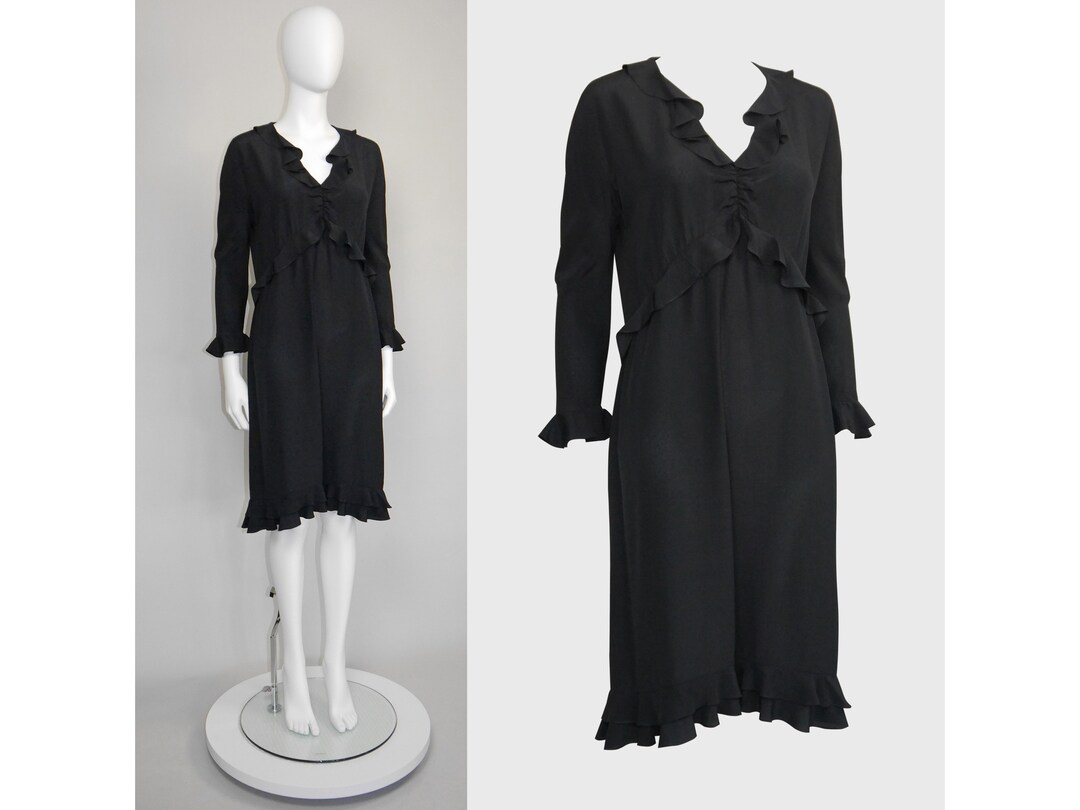 GUCCI by Tom Ford Spring 1999 Vintage Black Silk Ruffled Dress - Etsy