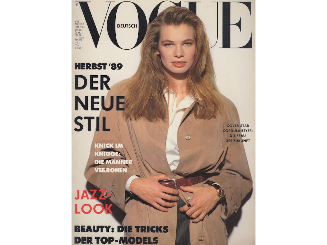 VOGUE GERMANY August 1989 Vintage Fashion Magazine 1980s Retro Birthday ...