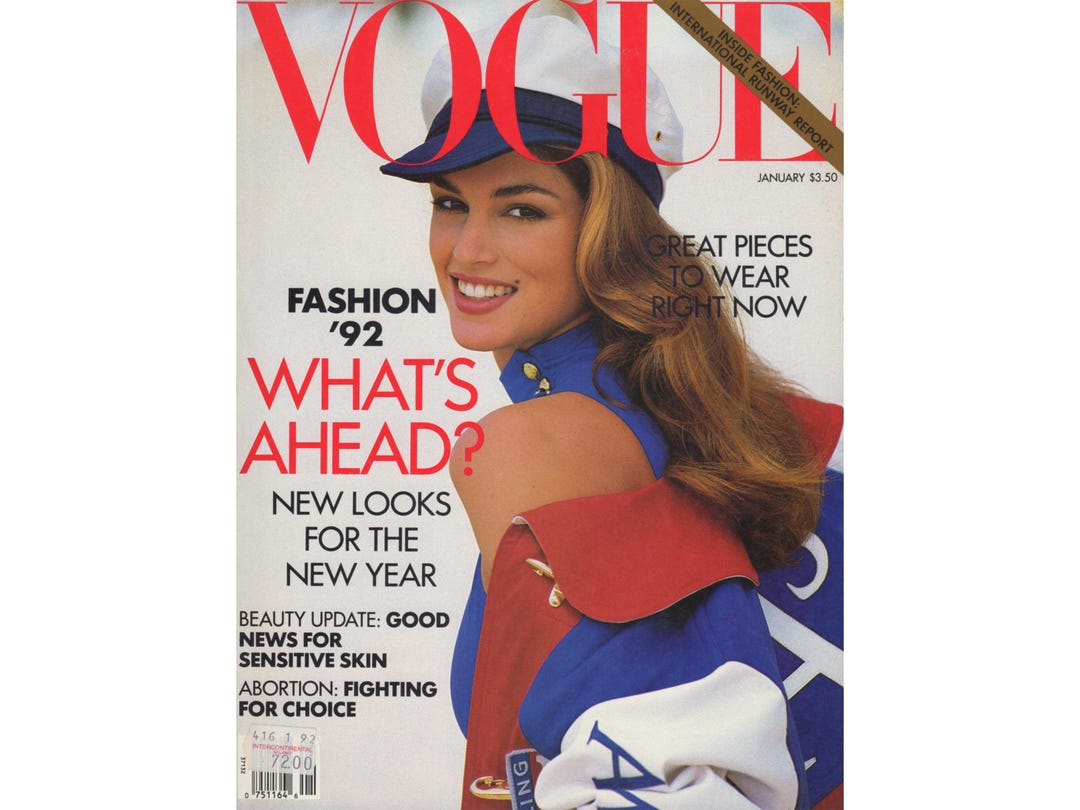 VOGUE US January 1992 Vintage Fashion Magazine 1990s Retro Birthday ...