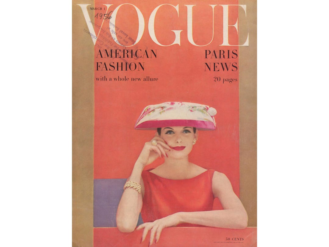 VOGUE US March 1st 1956 Vintage Fashion Magazine 1950s Retro Birthday ...