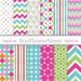 Girl Digital Paper Scrapbook Background chevron polka dot | Etsy
