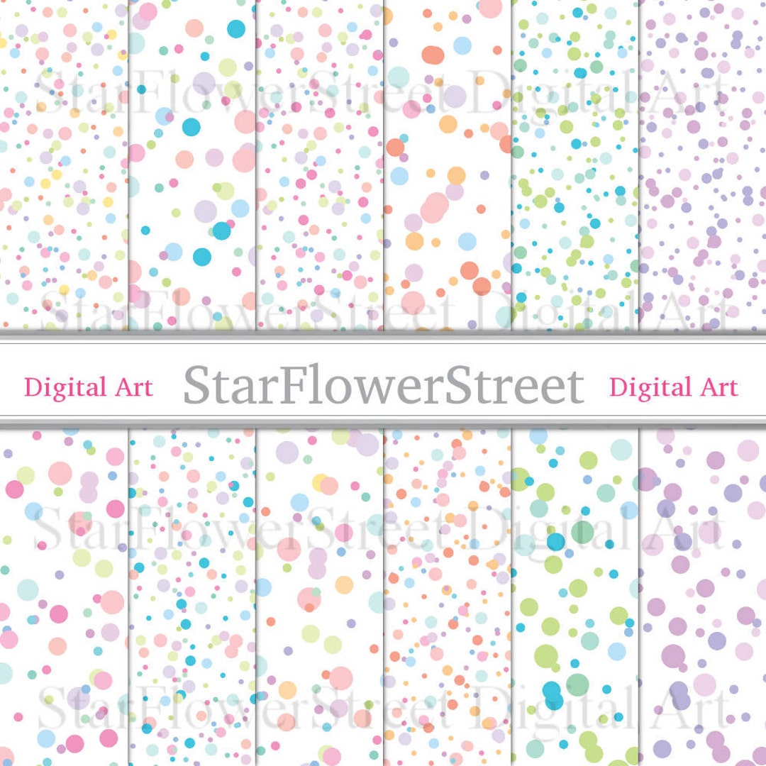 Confetti Dot Digital Paper Pastel Pattern Circle Pink Blue Purple Green ...