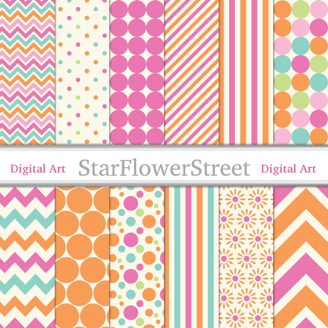 Orange Pink Digital Paper Printable Scrapbook Background | Etsy