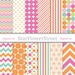 Orange Pink Digital Paper Printable Scrapbook Background - Turquoise ...