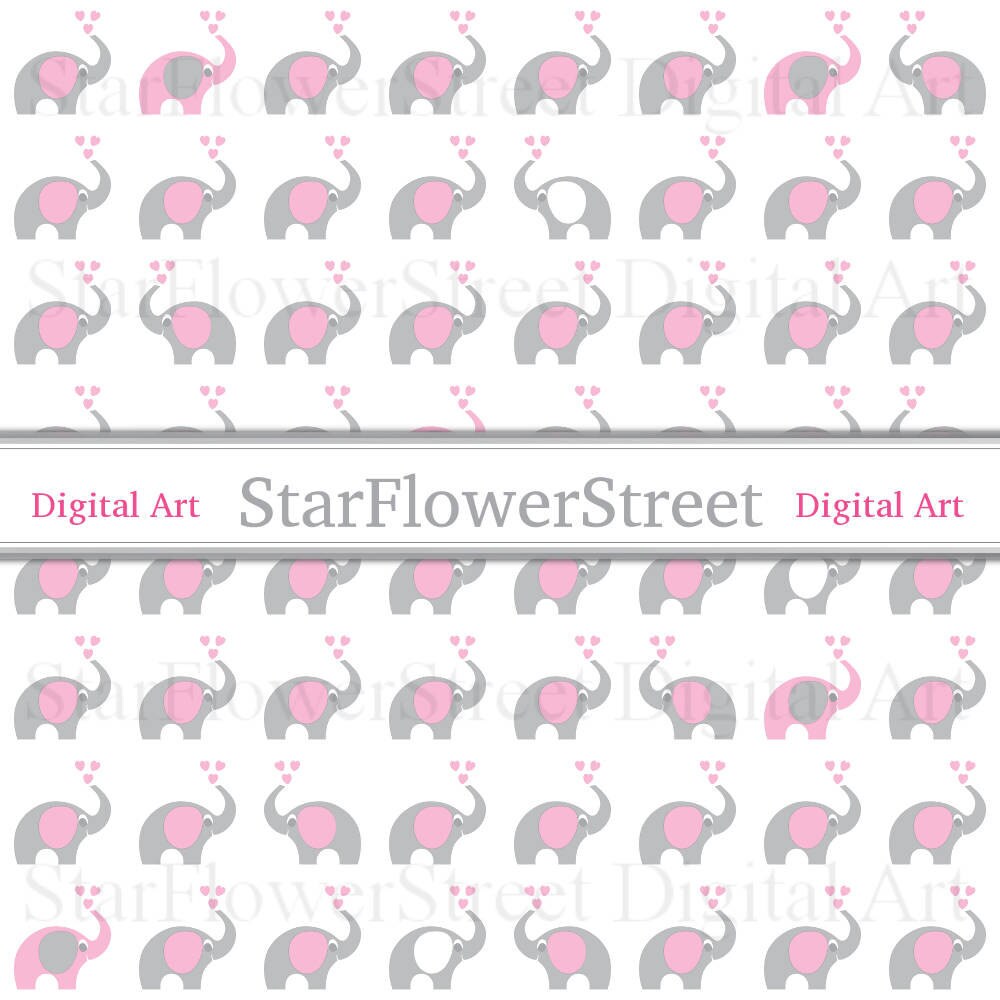 Pink Elephant Digital Paper Gray Scrapbook Background Baby - Etsy