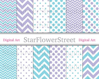 Instant Download Chevron Polka Dot Digital Paper Scrapbook - Etsy