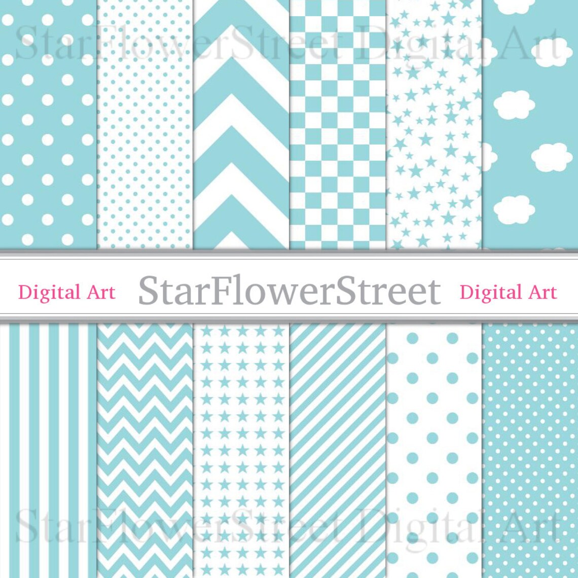 Turquoise Blue Digital Paper Baby Printable Scrapbook Paper - Etsy