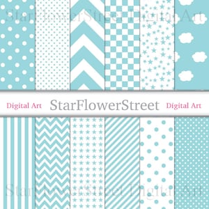 Turquoise Blue Digital Paper Baby Printable Scrapbook Paper Boy Aqua ...