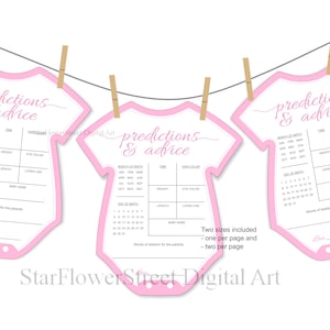 Predictions Baby Shower Advice Printable Cards Activity Garland ...