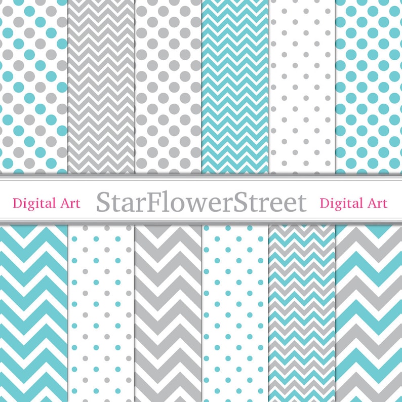 Instant Download - Chevron Polka Dot Digital Paper Scrapbook Background ...