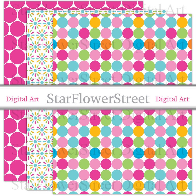 Pink Turquoise Green Digital Paper Scrapbook Background | Etsy