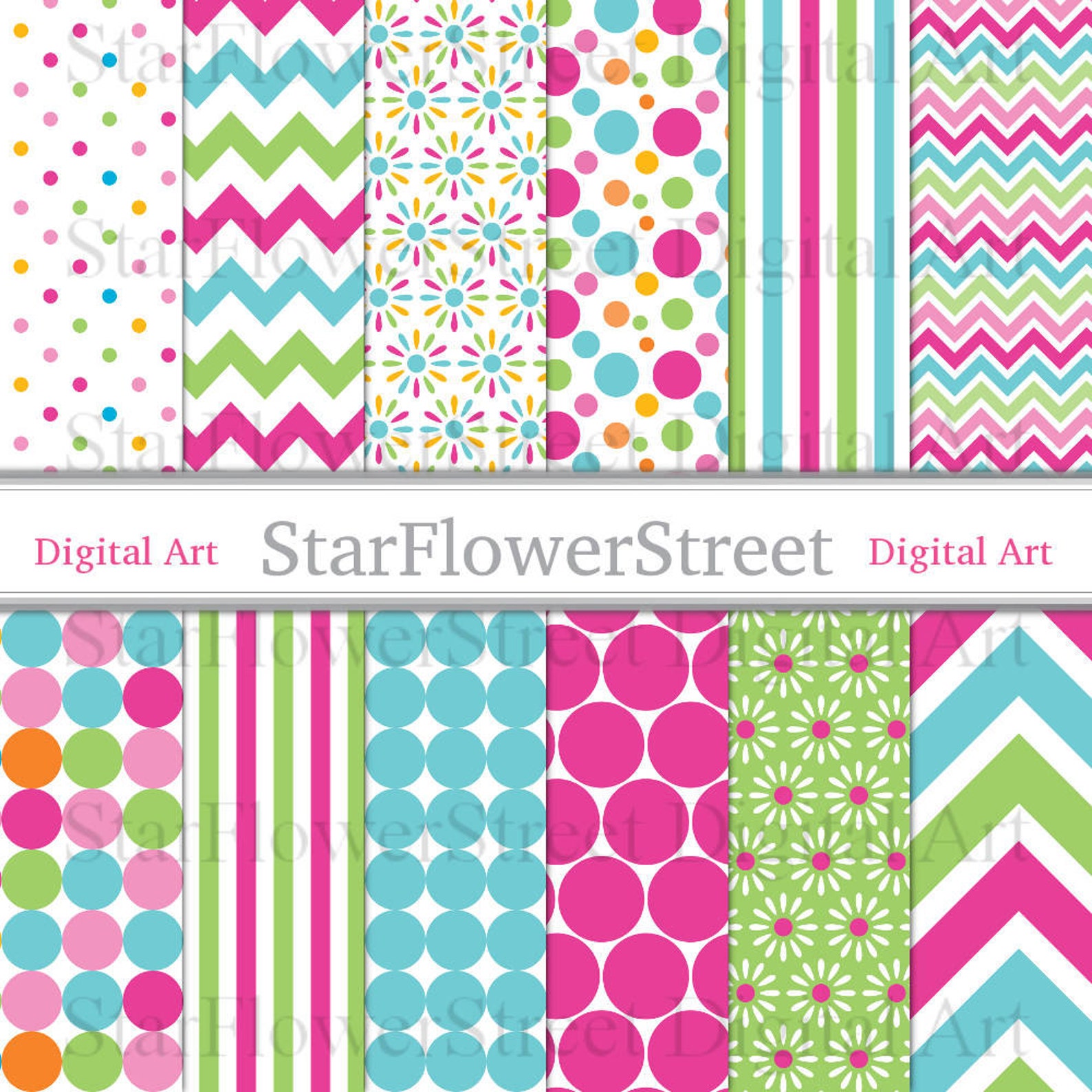 Girl Digital Paper Scrapbook Background - Chevron Polka Dot Flower Pink ...