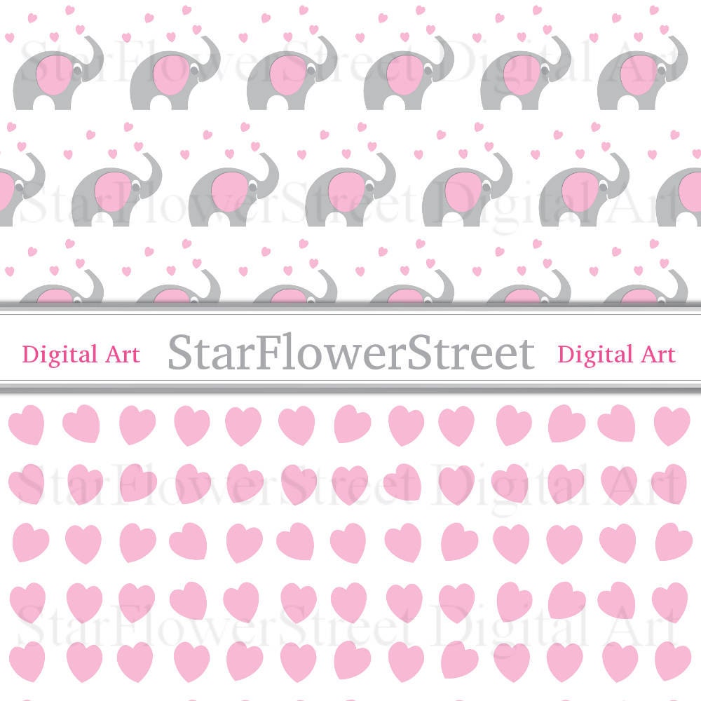 Pink Elephant Digital Paper Gray Scrapbook Background Baby - Etsy
