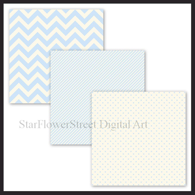 Baby Blue Digital Paper & Cream - Soft Blue Patterned Boy Scrapbook ...